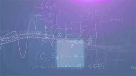 Animation Of Looping Squares Graphs And Mathematical Equations Over Abstract Background Stock