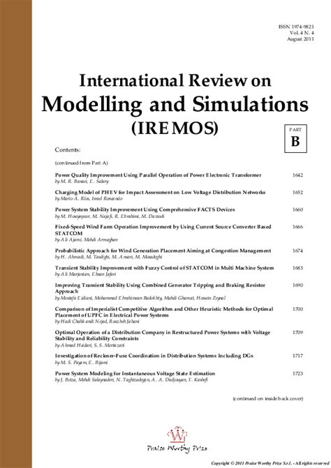 Pdf International Review On Modelling And Simulations