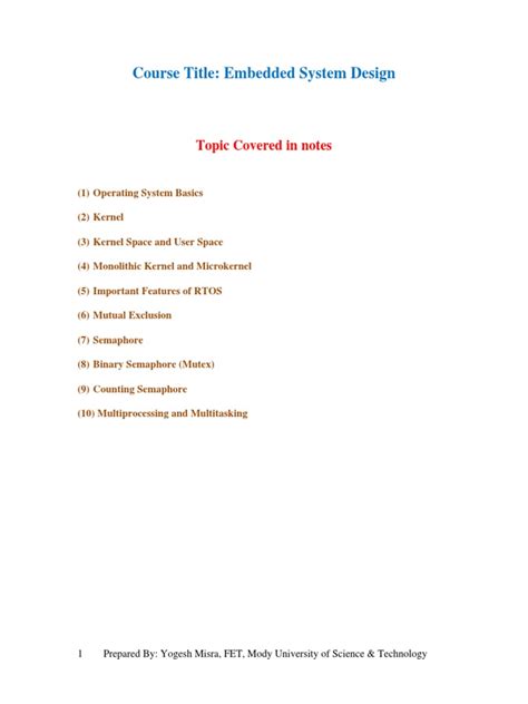 Rtos Class Notes Pdf Kernel Operating System Process Computing