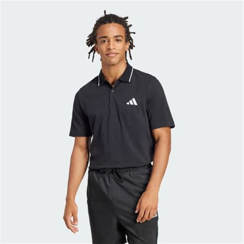Adidas Essentials Small Logo Piqué Polo Shirt Black Adidas Australia