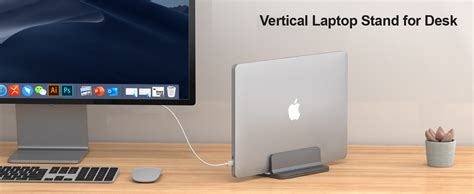 Amazon Com Yicosun Dual Slot Aluminum Vertical Laptop Stand For Desk Adjustable Width Dock