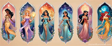 7 Disney Characters On A Tattoo Flash Sheet Prompts Stable Diffusion