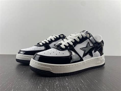 A Bathing Ape Bape Sta Patent Leather Black White 001fwi701002i