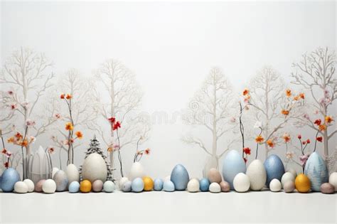 Easter Backdrop With Trees And Eggs Stock Image Image Of Outdoors