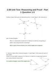 2 08 Unit Test Reasoning And Proof Part 1 Questions 1 5 Docx 2 08 Unit Test Reasoning And