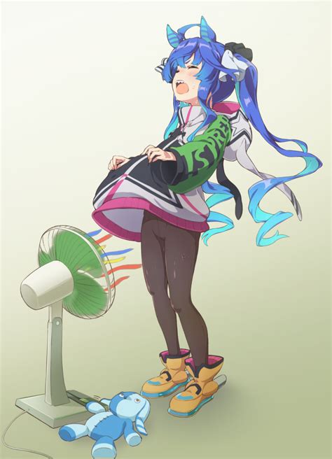 Safebooru 1girl Ahoge Animal Ears Animal Hood Bangs Blue Hair Blush
