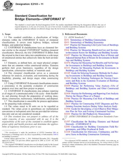 Astm E2103 11 Standard Classification For Bridge Elements—uniformat Ii