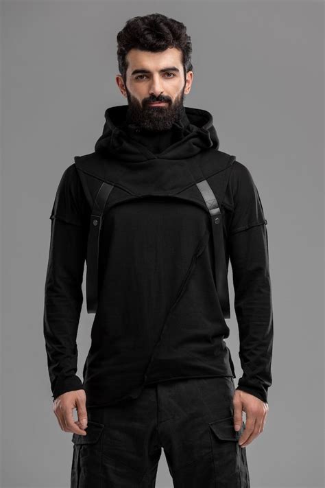 Capucha Negra Capucha Futurista Capucha De Bufanda Para Hombre