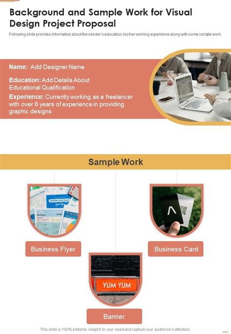 Background And Sample Work For Visual Design Project Proposal One Pager Sam