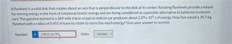 Solved A Flywheel Is A Solid Disk That Rotates About An Axis Chegg