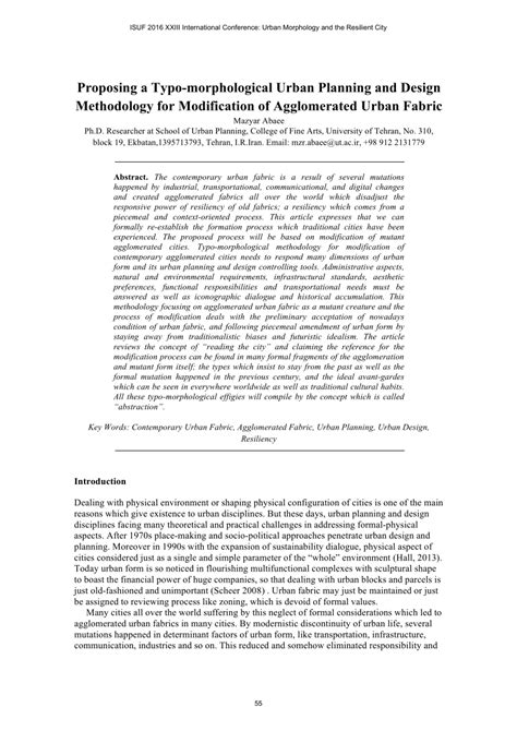 Pdf Proposing A Typomorphological Urban Planning And Design