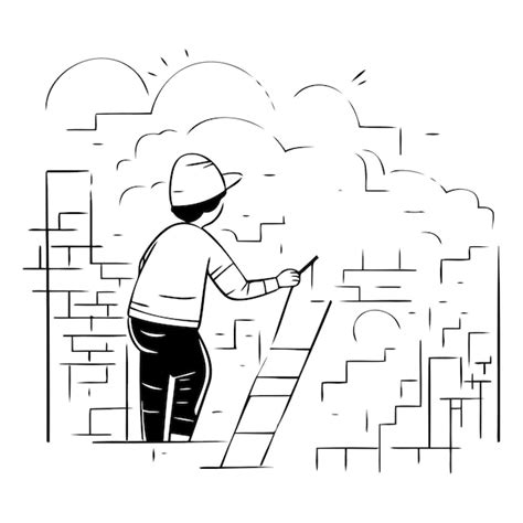 Premium Vector Vector Illustration Of A Construction Worker Building