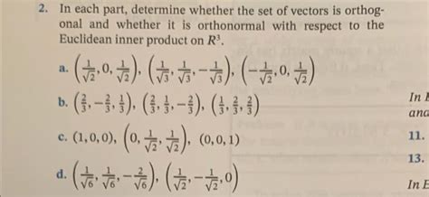 solved 2 in each part determine whether the set of vectors