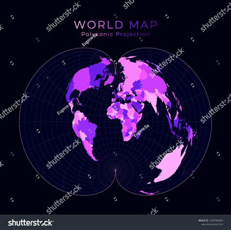 World Map American Polyconic Projection Digital Stock Vector Royalty Free 1599784984