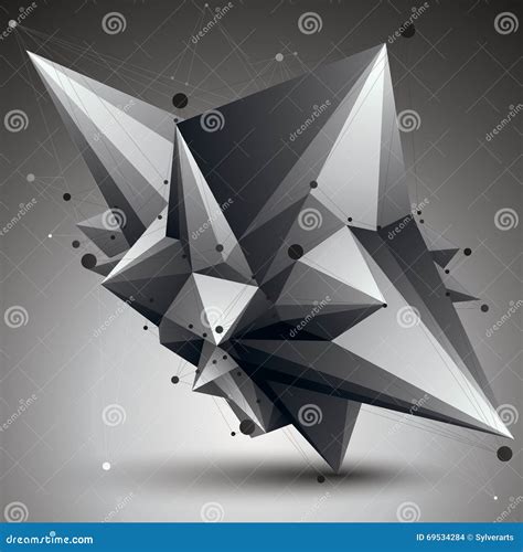 Abstract Asymmetric Vector Monochrome Object With Black Lines Me Stock Vector Illustration Of