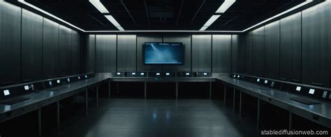Dark High Tech Observation Room Stable Diffusion Online