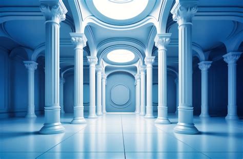 Premium Photo White Empty Space With Pillars And Ceiling