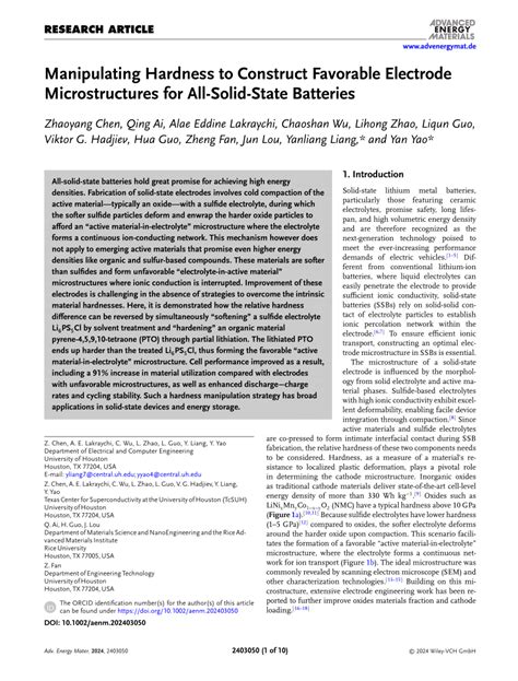 Manipulating Hardness To Construct Favorable Electrode Microstructures For All‐solid‐state