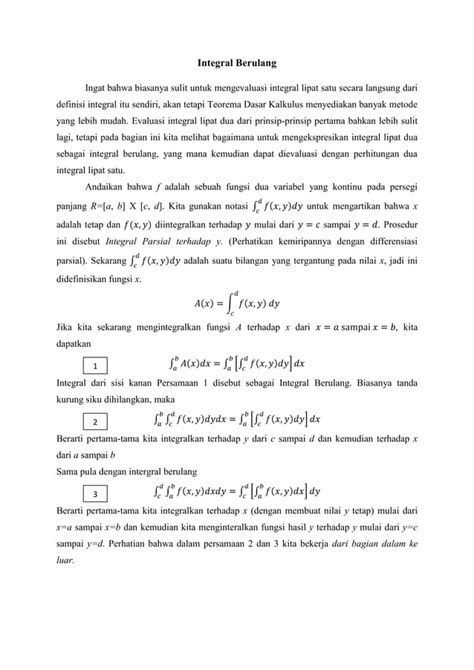 Integral Berulang Iterated Integrals Docx