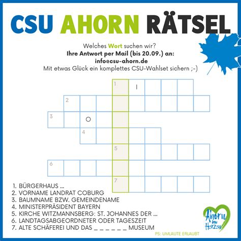 CSU AHORN RÄTSEL CSU Ahorn