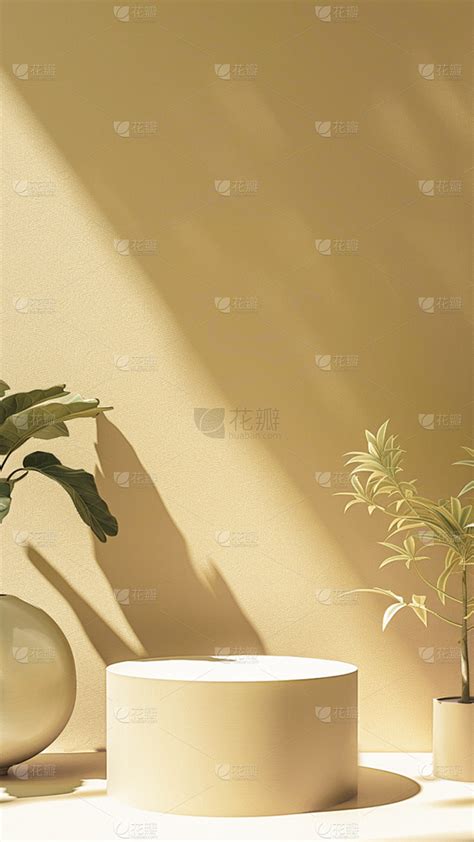 背景通用米黄色展台背景图片素材