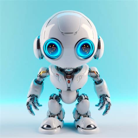 Premium Photo Little Cute Robot Funny Virtual Assistant Bot Isolated