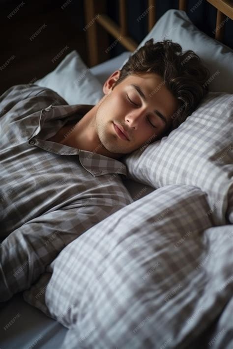 Man Sleeping Peacefully In Bed Generative Ai Premium Ai Generated Image