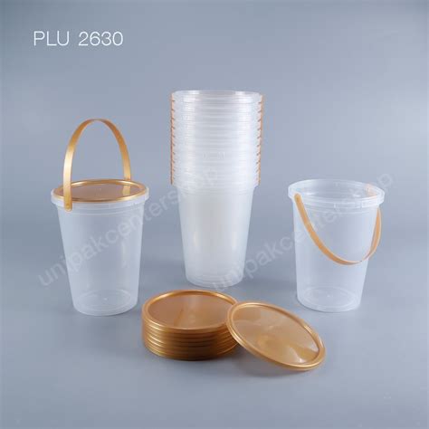 ถัง Big Cup Pp ใส 30 Oz ฝาสีทอง Pp หูหิ้ว Unipakcentershop