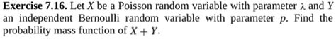 Exercise 716 Let X Be A Poisson Random Variable With Parameter λand Y