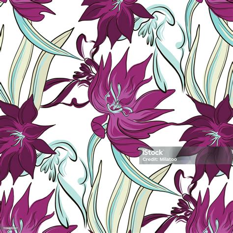 바이올렛 대비 열 대 히 비 스커 스 꽃과 야자수 부케 대조 장식 나뭇잎 정글 단풍 그림입니다 여름 이국적인 해변 꽃 디자인입니다 파라다이스 자연 0명에 대한 스톡 벡터