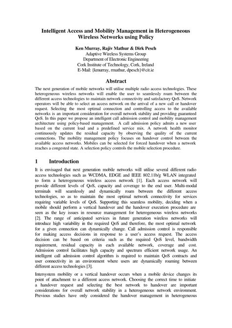 Pdf Intelligent Access And Mobility Management In Heterogeneous