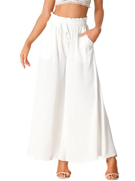 Allegra K Womens Casual High Waist Drawstring Elastic With Pocket Wide
