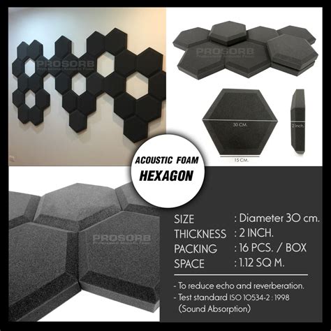 16 ชิ้นแพ๊ค ฟองน้ำซับเสียง แผ่นซับเสียง Acoustic Foam Hexagon หก