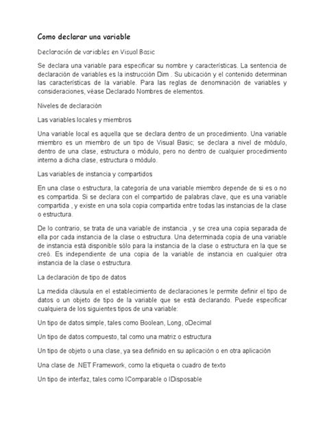 Como Declarar Una Variable Algoritmos Y Programación Pdf Básico