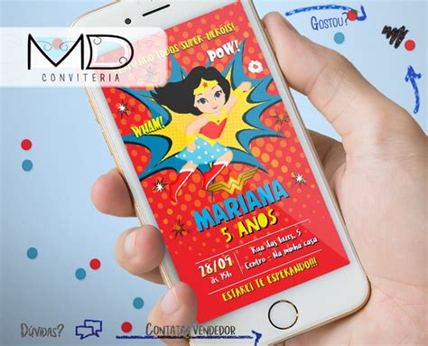 Convite Para Whatsapp Mulher Maravilha Elo7 Produtos Especiais