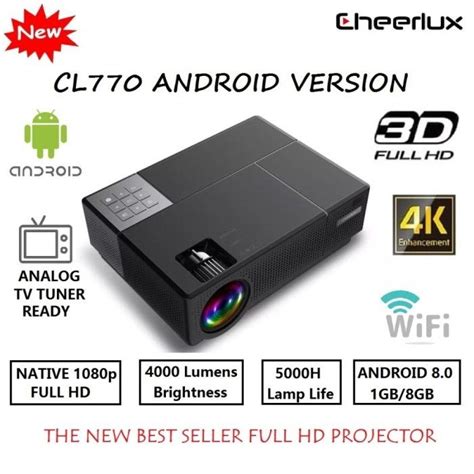 Proyektor Cheerlux Cl770 Android 4000 Lumens Projector Full Hd 1080p