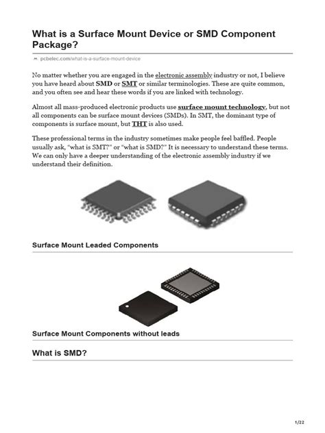 What Is A Surface Mount Device Or Smd Component Package Pdf