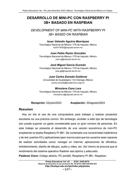 Pdf Desarrollo De Mini Pc Con Raspberry Pi 3b Basado En Raspbian