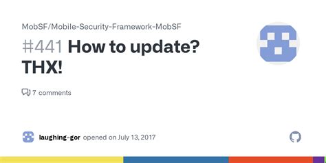 How To Update THX Issue 441 MobSF Mobile Security Framework