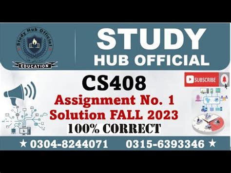 CS408 Assignment 1 Solution Fall 2023 By Study Hub Official YouTube