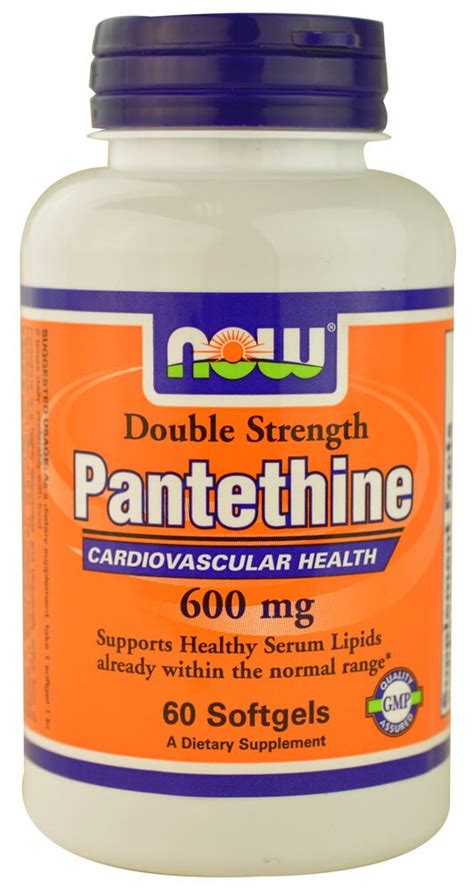 Now Foods Pantethine Double Strength 600 Mg 60 Softgels Vitacost