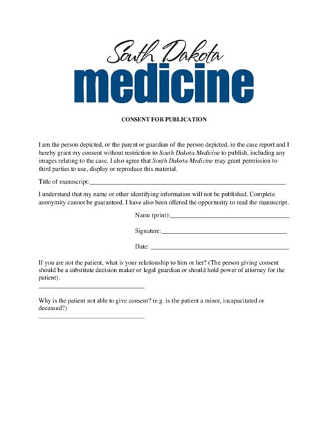 Fillable Online South Dakota Medicine Consent Form Fax Email