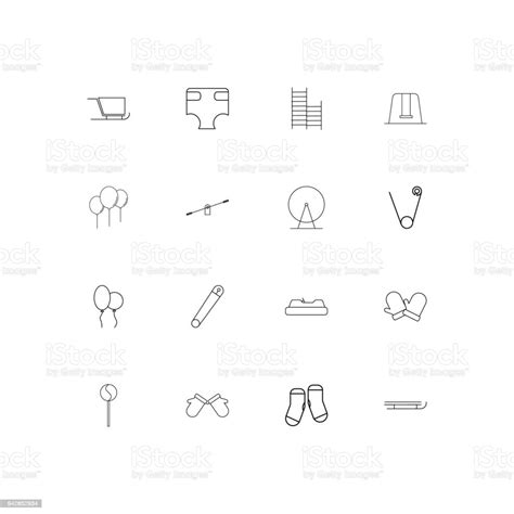 베이비 아이 신생아 간단한 선형 아이콘 세트 개요 벡터 아이콘 0명에 대한 스톡 벡터 아트 및 기타 이미지 0명 관람차 기저귀 Istock