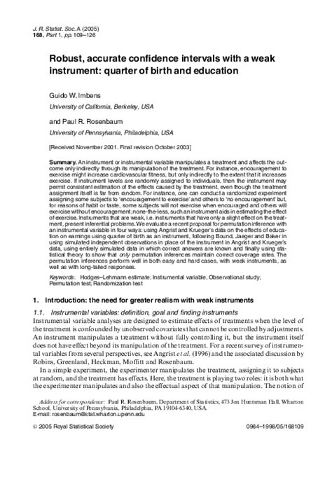 pdf robust accurate confidence intervals with a weak instrument