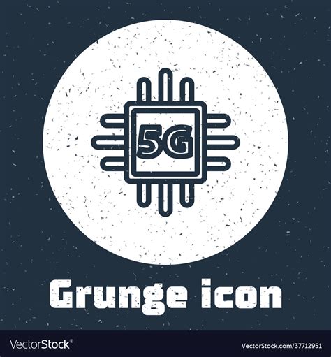 Grunge Line Computer Processor 5g Royalty Free Vector Image