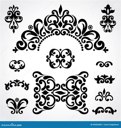 Vector Set With Classical Ornament In Victorian Style Stock Vector Illustration Of Graphic