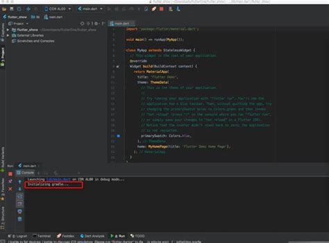 解决flutter项目卡在initializing gradle 界面的问题 initializing the flutter sdk 卡