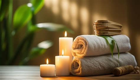 Premium Ai Image Towels With Bamboo And Candles For Relax Spa Massage