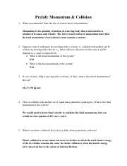 Prelab Momentum Collision Pdf Prelab Momentum Collision What Is Momentum State The