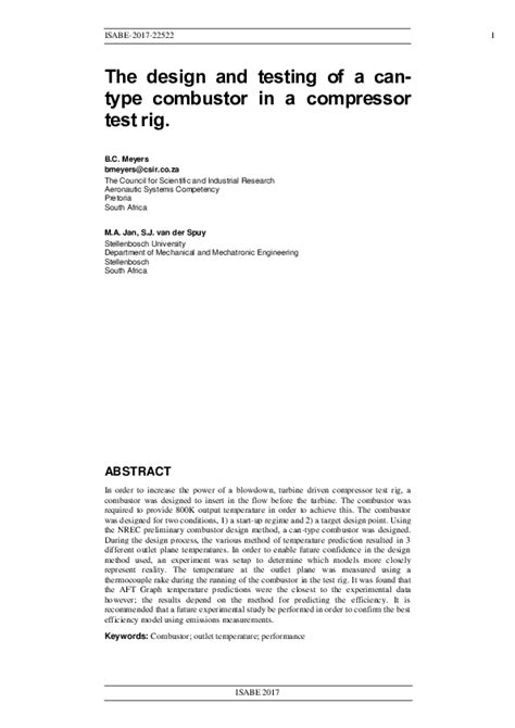 Pdf The Design And Testing Of A Can Type Combustor In A Compressor Test Rig